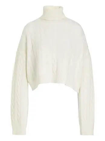 8 BY YOOX Cable-knit Cropped Turtleneck - White