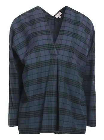 HER SHIRT HER DRESS Tartan Flannel Top - Navy