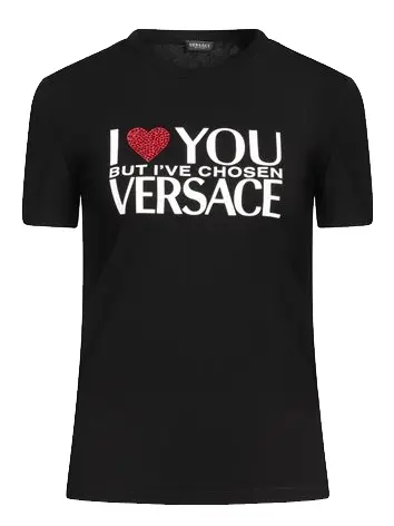 Versace Printed T-shirt With Crystal Embellishments - Black