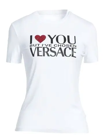 Versace Printed T-shirt With Crystal Embellishments - White