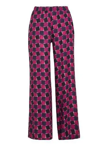 8 BY YOOX Printed Linen Wide Leg Pants - Purple