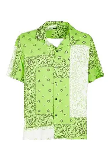 8 BY YOOX Printed Viscose Collar Camp Shirt Shirt Lime Size Viscose - Green