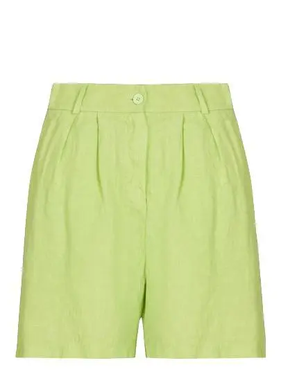 8 BY YOOX Linen High-waist Pleated Bermuda Shorts - Green