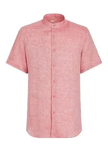 8 BY YOOX Linen Korean Collar S/sleeve Regular-fit Shirt Shirt Size Linen - Red