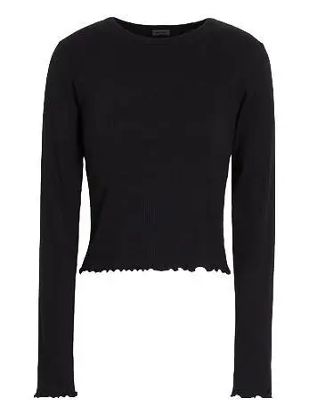 8 BY YOOX Organic Cotton Ribbed Long Sleeve Top - Black