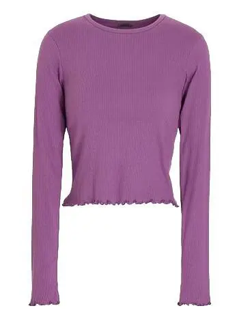 8 BY YOOX Organic Cotton Ribbed Long Sleeve Top - Purple