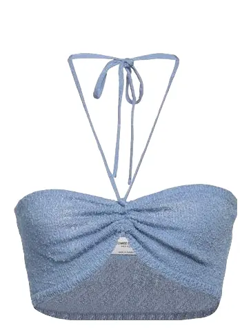 NA-KD Bouclé Crop Top - Blue