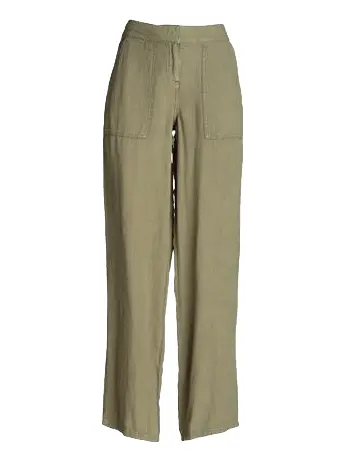 Topshop Linen Straight Leg Pants - Green