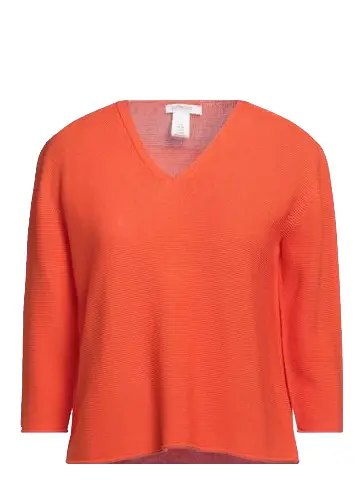 BELLWOOD Solid V-neck Cotton Knit Sweater - Orange