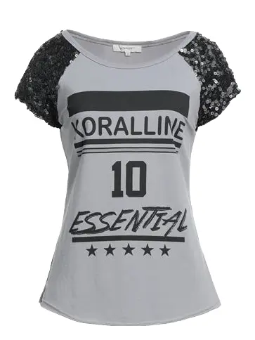KORALLINE T-shirt With Sequins And Brand Logo - Grey