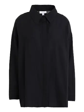 Topshop Cotton Woven Oversized Shirt - Black