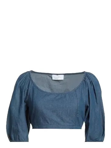SOALLURE Chambray Crop Top - Blue