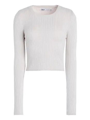 Only Ribbed Knit Crewneck Sweater - Grey