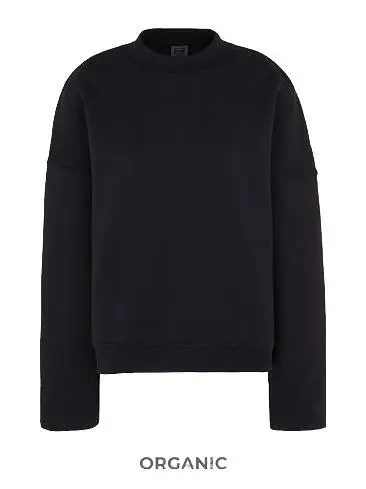 8 BY YOOX Organic Cotton Oversized Mock Neck Sweatshirt - Black