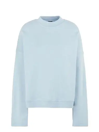8 BY YOOX Organic Cotton Oversized Mock Neck Sweatshirt - Blue