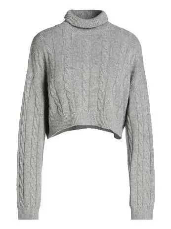 8 BY YOOX Cable Knit Cropped Roll-neck Turtleneck - Grey