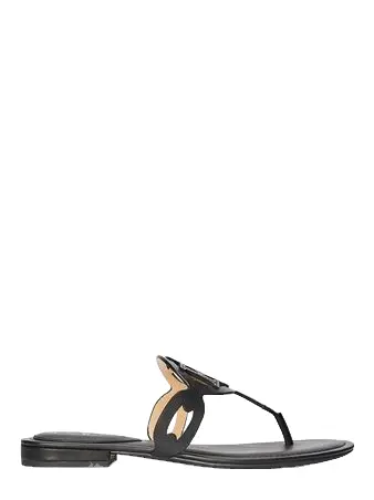 Ralph Lauren Audrie Leather Thong Sandals - Black