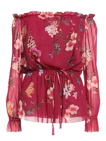 FUZZI Off-the-shoulder Floral-print Top - Pink