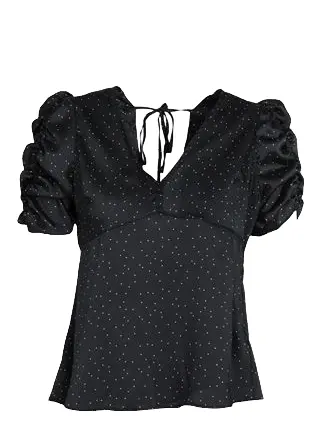 Topshop Peplum Polka-dot Top - Black
