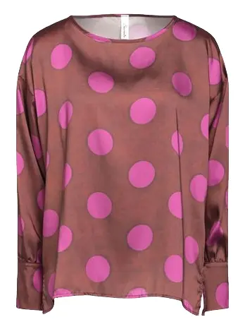 SOUVENIR Polka Dot Satin Top - Brown