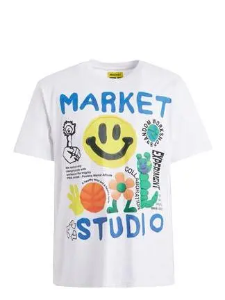 MARKET Smiley Collage Tee T-shirt Size Cotton - White