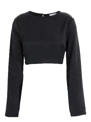 Topshop Cropped Twill Top - Black