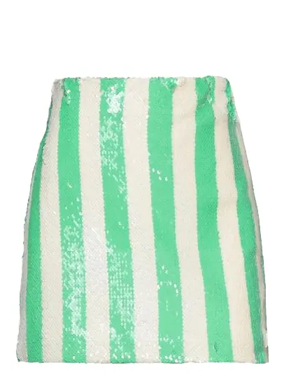 VICOLO Striped Sequin Mini Skirt - Green