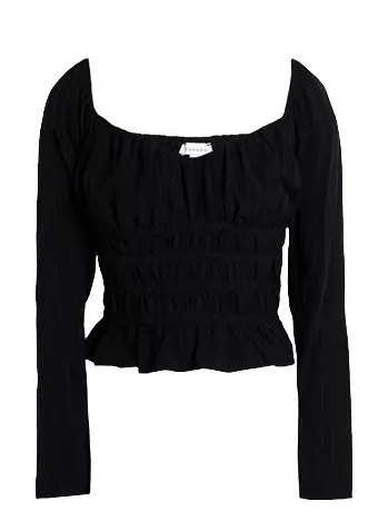 Topshop Woven Gathered Crop Top - Black