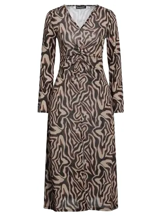 VANESSA SCOTT Multicolor Pattern Midi Dress - Beige