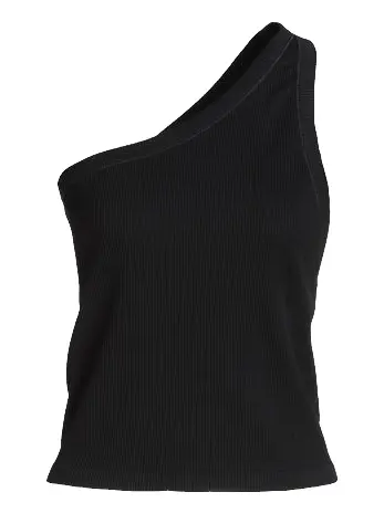 Topshop Ribbed One-shoulder Top - Black