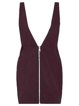 8 BY YOOX Striped Flannel Pinafore Mini Dress - Red