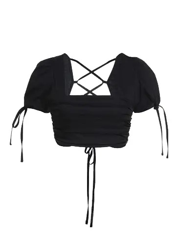 OW Woven Crop Top - Black