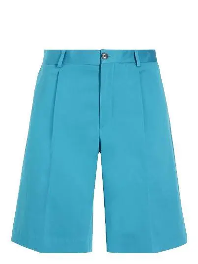 8 BY YOOX Cotton Pleated Wide Shorts - Blue