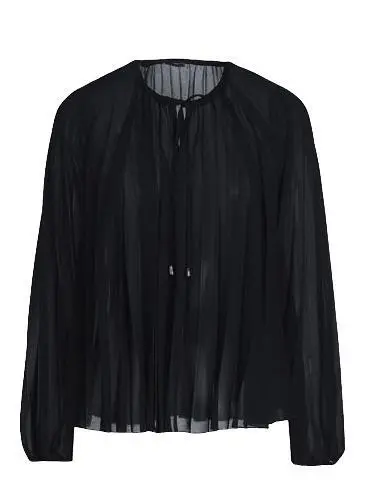 8 BY YOOX Pleated Chiffon Top - Black