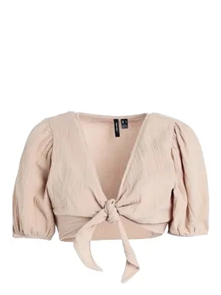 Vero Moda Cotton Crop Top - Beige
