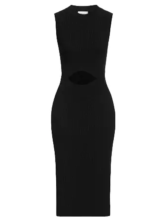 VICOLO Midi Knitted Bodycon Dress - Black