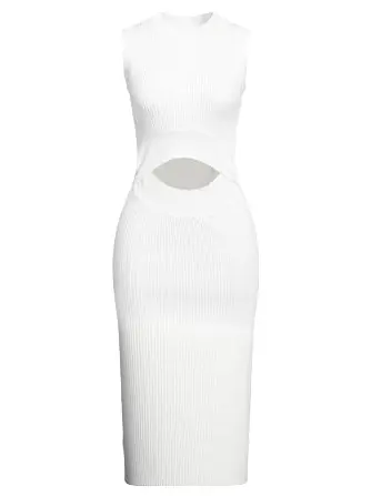VICOLO Midi Knitted Bodycon Dress - White