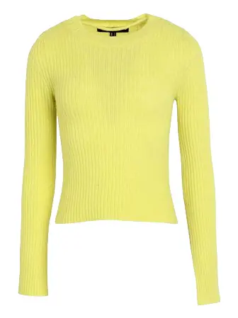 Vero Moda Knitted Ribbed Crewneck Sweater - Yellow
