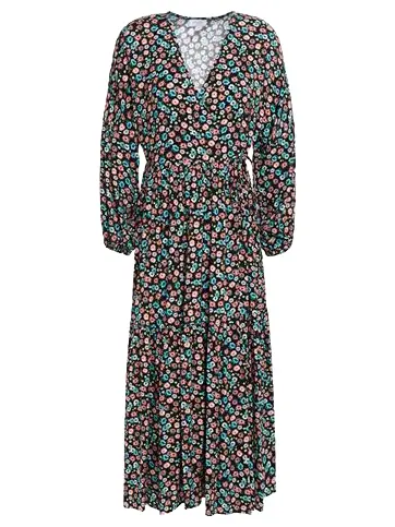 GHOST LONDON Floral Print Midi Shirt Dress - Black
