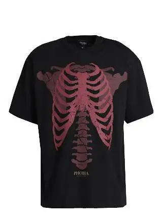 PHOBIA ARCHIVE T-shirt With Red Skeleton T-shirt Size Cotton - Black