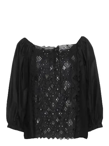 MANILA GRACE Woven Top - Black