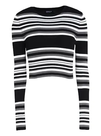 Only Striped Knit Sweater - Black