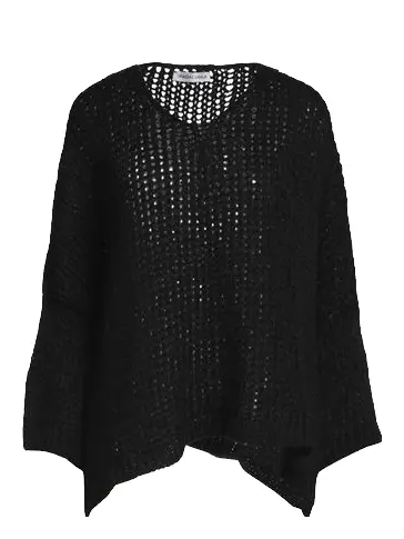 SPADALONGA Solid Round Neck Sweater - Black