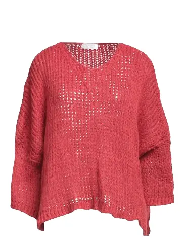 SPADALONGA Solid Round Neck Sweater - Red