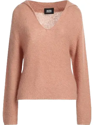 Alpha Studio Knitted V-neck Sweater - Beige