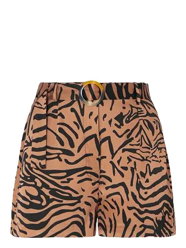 DE LA VALI Zebra Striped High-waisted Shorts - Beige