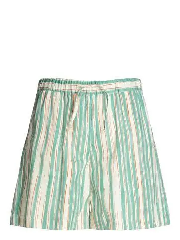 8 BY YOOX Cotton Wide Leg Striped Shorts - White