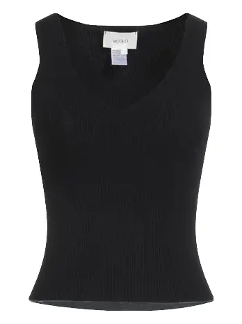 VICOLO Ribbed Knit Top - Black
