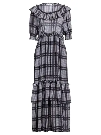 5RUE Tartan Pattern Maxi Dress - Grey