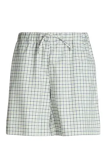8 BY YOOX Cotton Wide Leg Plaid Shorts - Green